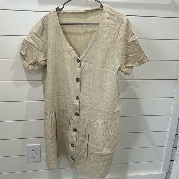 easel | Dresses | Easel Cream Button Up Mini Dress | Poshmark